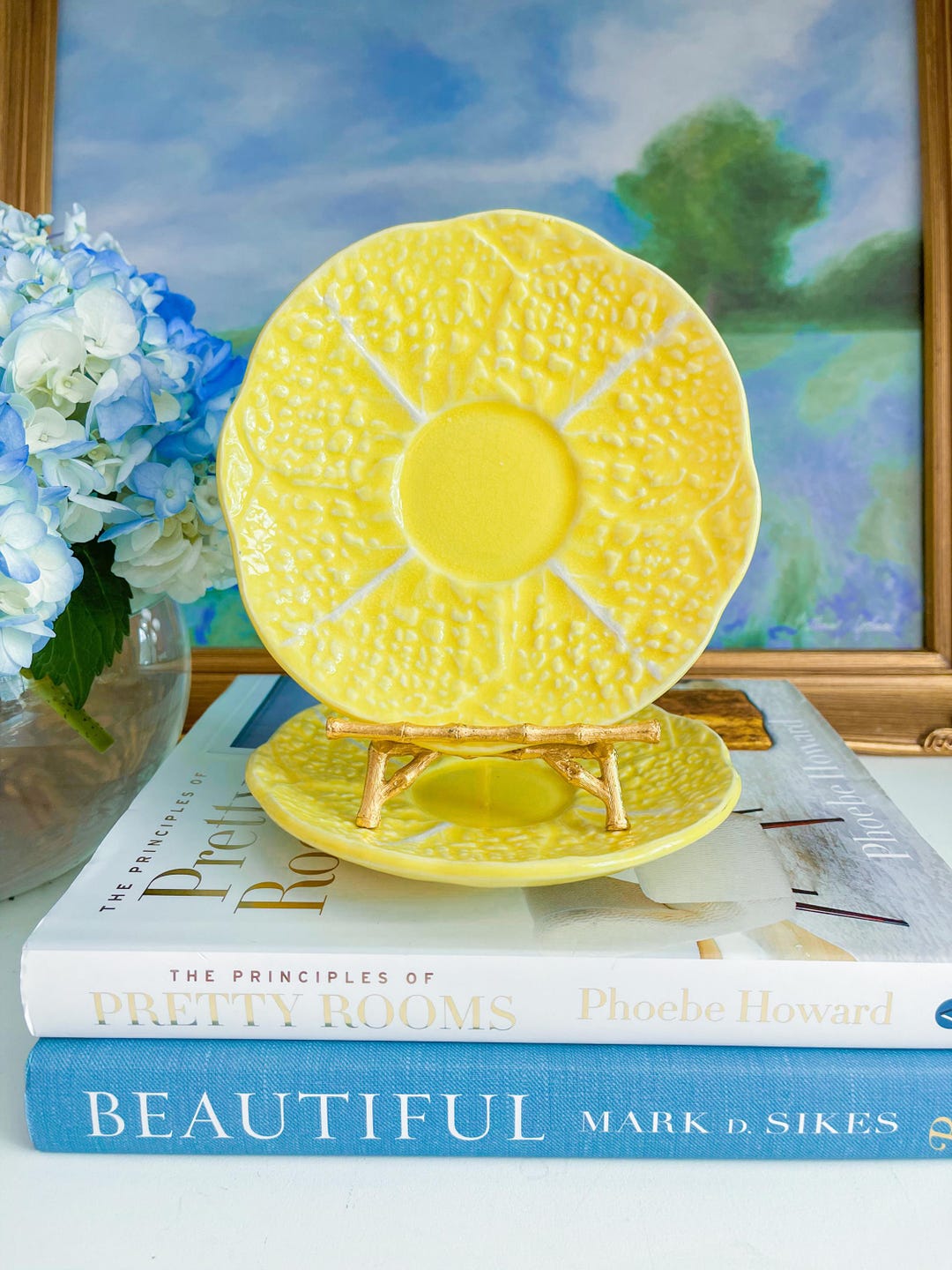 Set of 2 Vintage 6” Secla Yellow Cabbage Ware Plates | Chinoiserie Chic ...