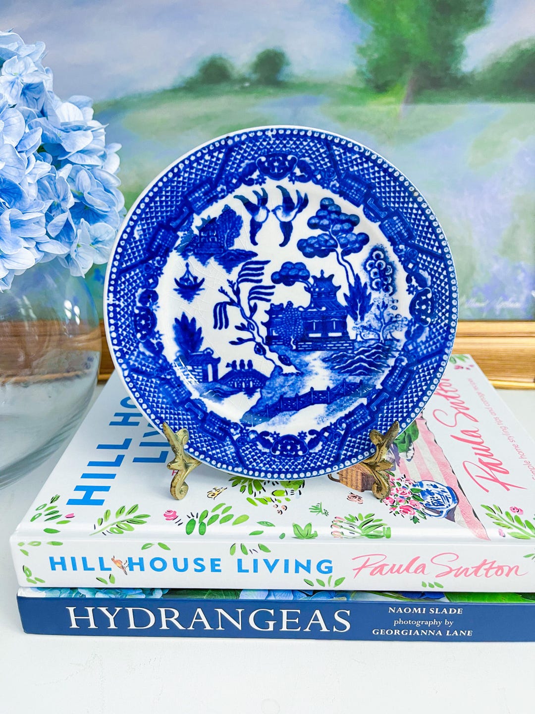 Vintage 6 Blue Willow Blue and White Decorative Plate Chinoiserie Chic ...