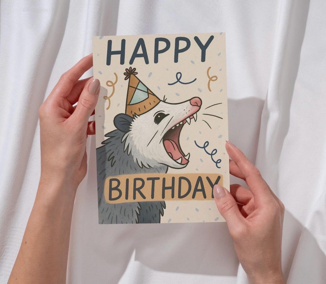 Handmade Vintage Possum Birthday Card: Animal Lover Gift - Etsy