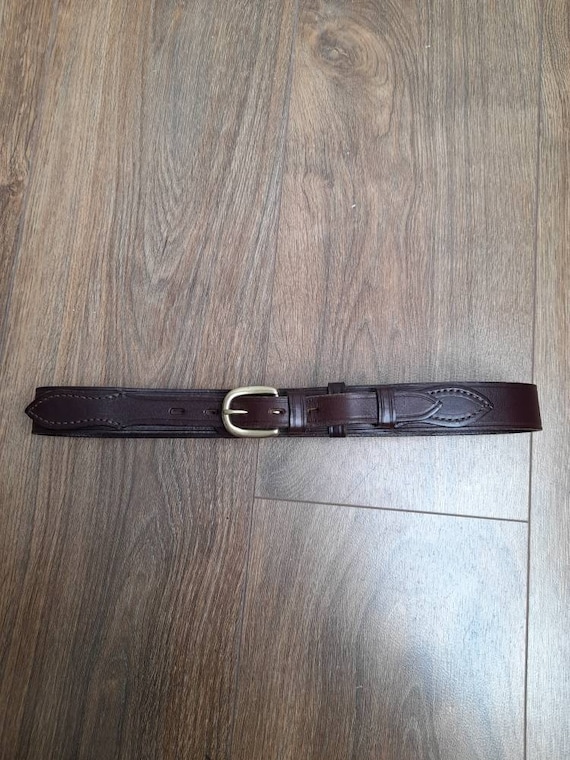 Brown leather western style belt - Gem