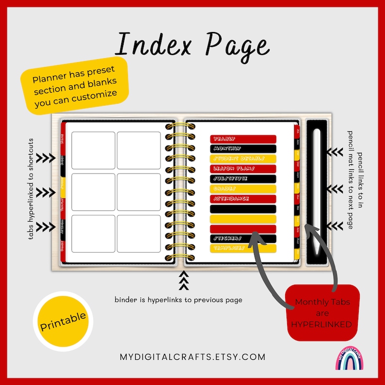 Digital Planner for Teachers in Mickey-inspired Color Theme With ...