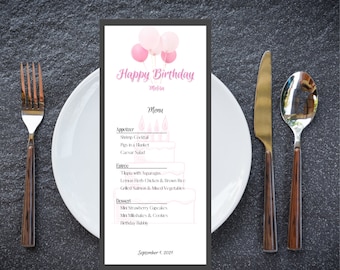 Birthday Cake Menu - Etsy
