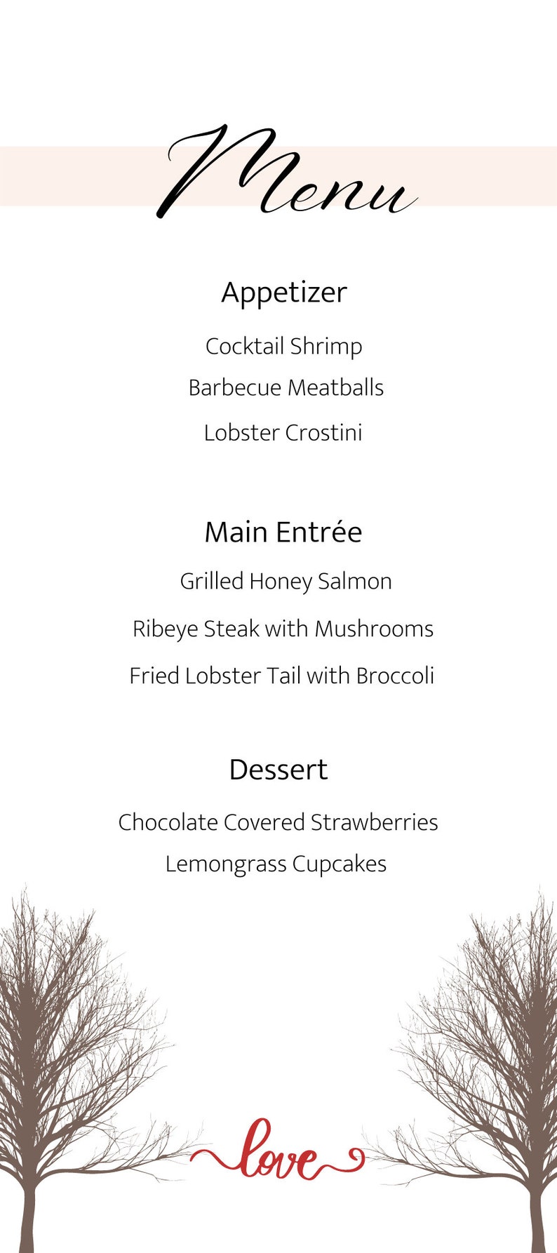 Rustic Woodland Themed Menu Template Prinatable Download - Etsy