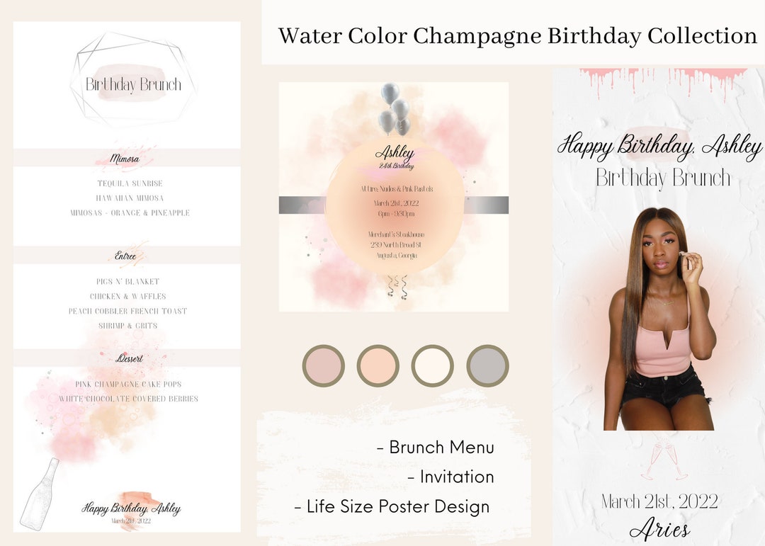 Brunch and Bubbly Design Templates - Menu, Invitations, and Poster ...