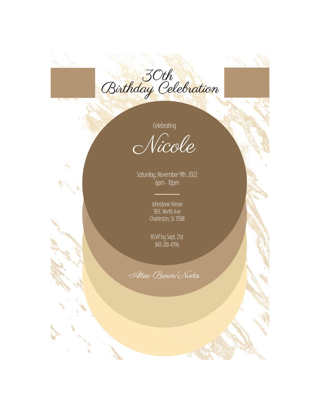 Shades of Brown Birthday Invitation - Canva Template for Birthday ...