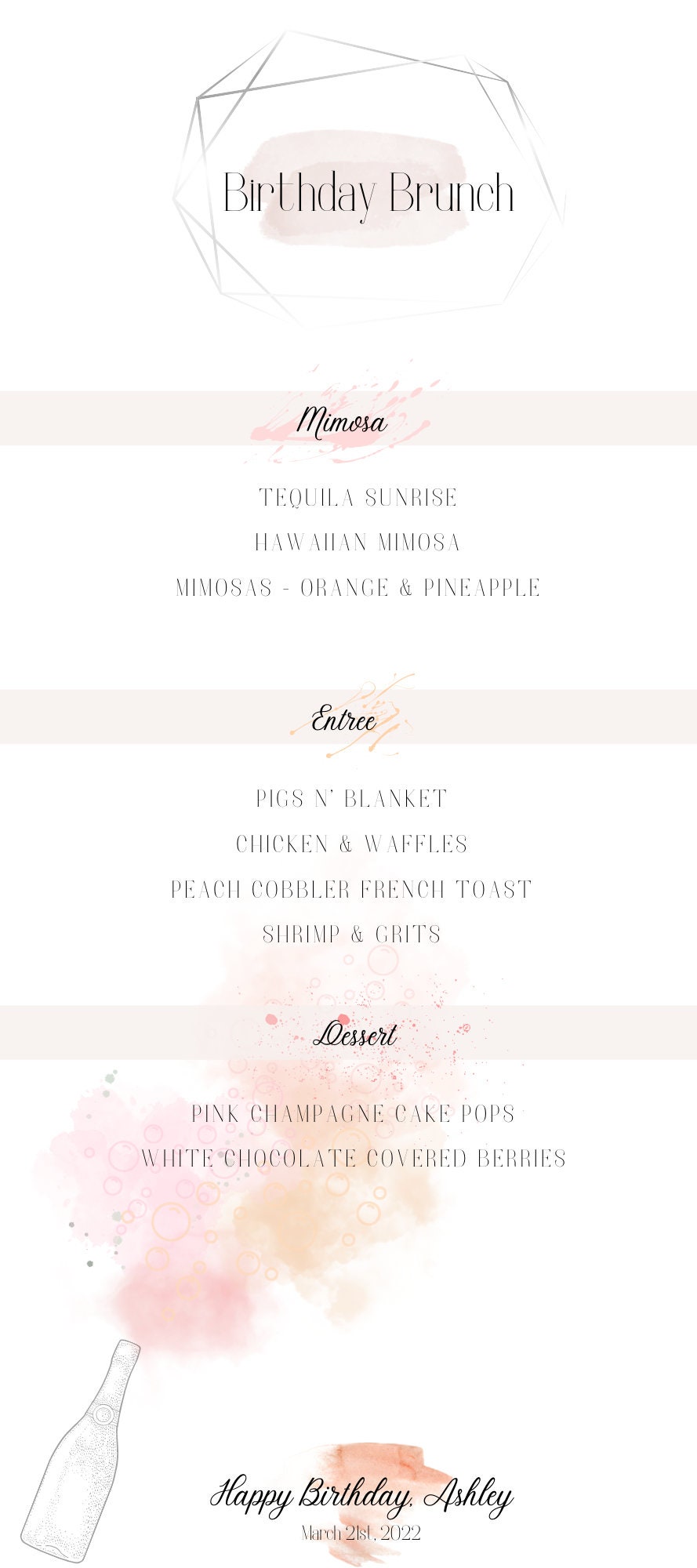 Brunch and Bubbly Design Templates Menu, Invitations, and Poster ...