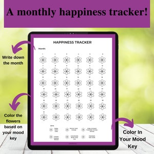 Flower Happiness Tracker, Printable Happiness Tracker, Happiness Log ...