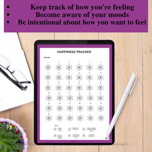 Flower Happiness Tracker, Printable Happiness Tracker, Happiness Log ...