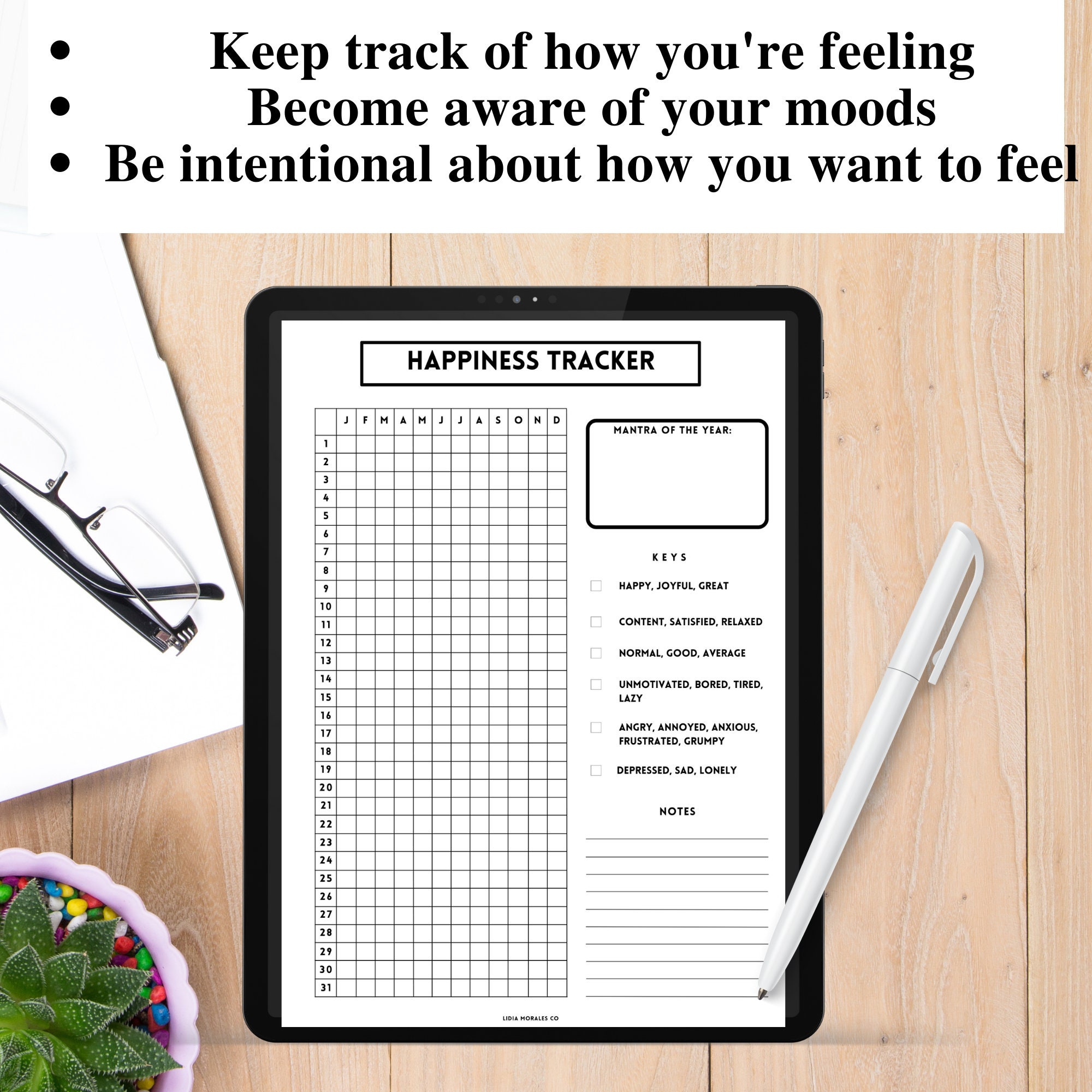Digital Happiness Tracker, Printable Happiness Tracker, Happiness Log ...