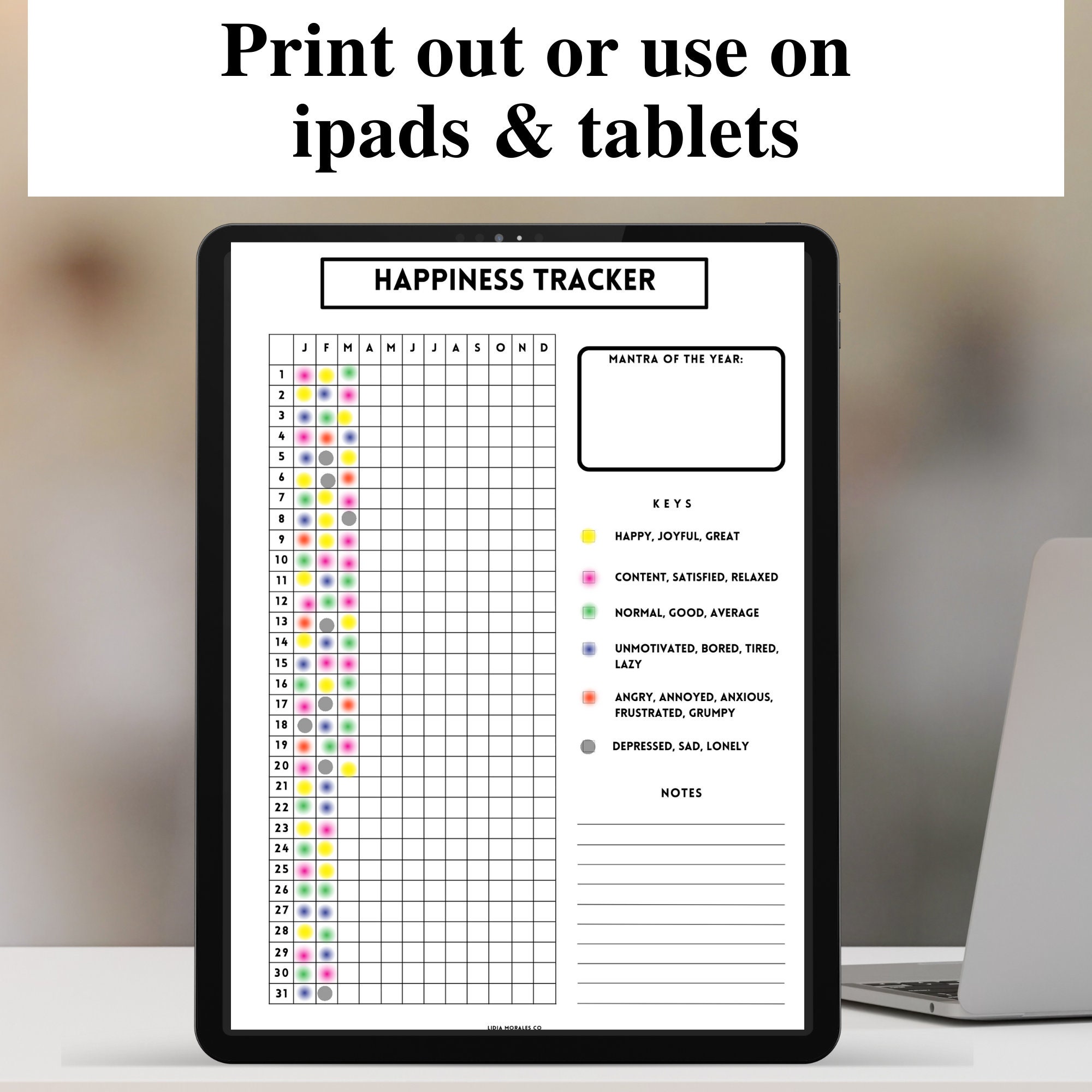 Digital Happiness Tracker, Printable Happiness Tracker, Happiness Log ...