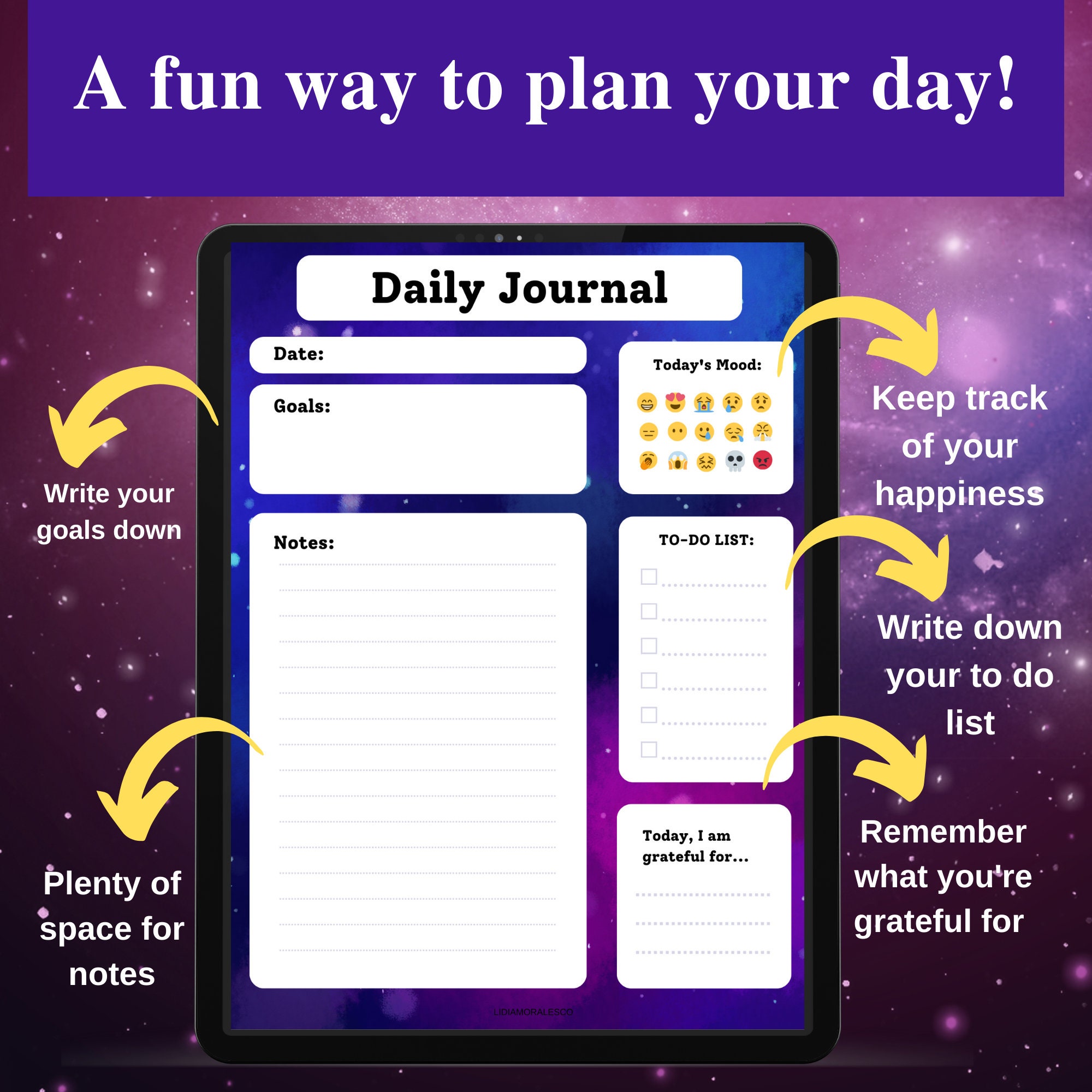Galaxy Planner,daily Printable Journal,goodnotes,daily Goal Journal ...