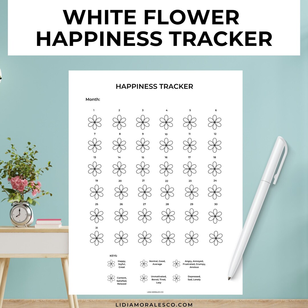 Flower Happiness Tracker, Printable Happiness Tracker, Happiness Log ...