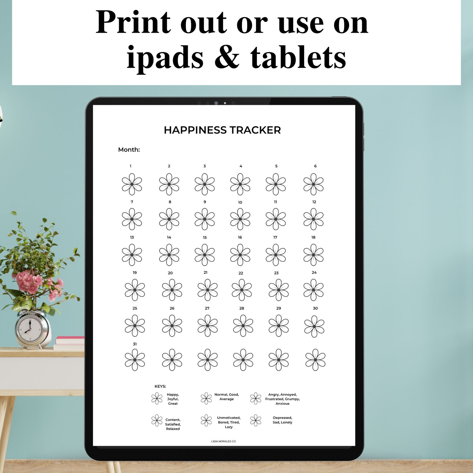 Flower Happiness Tracker, Printable Happiness Tracker, Happiness Log ...