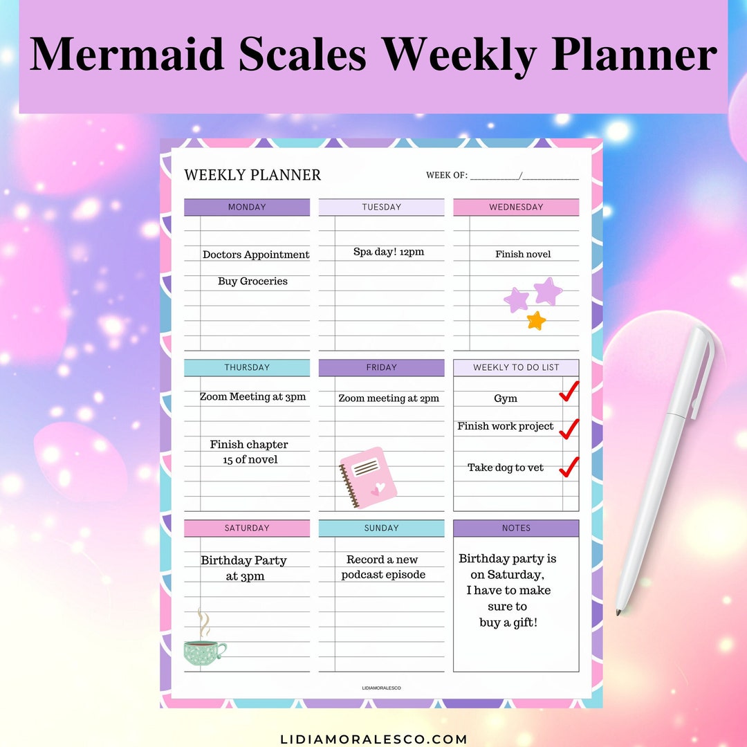 Mermaid Scales Planner,weekly Printable, Weekly Planner,goodnotes ...