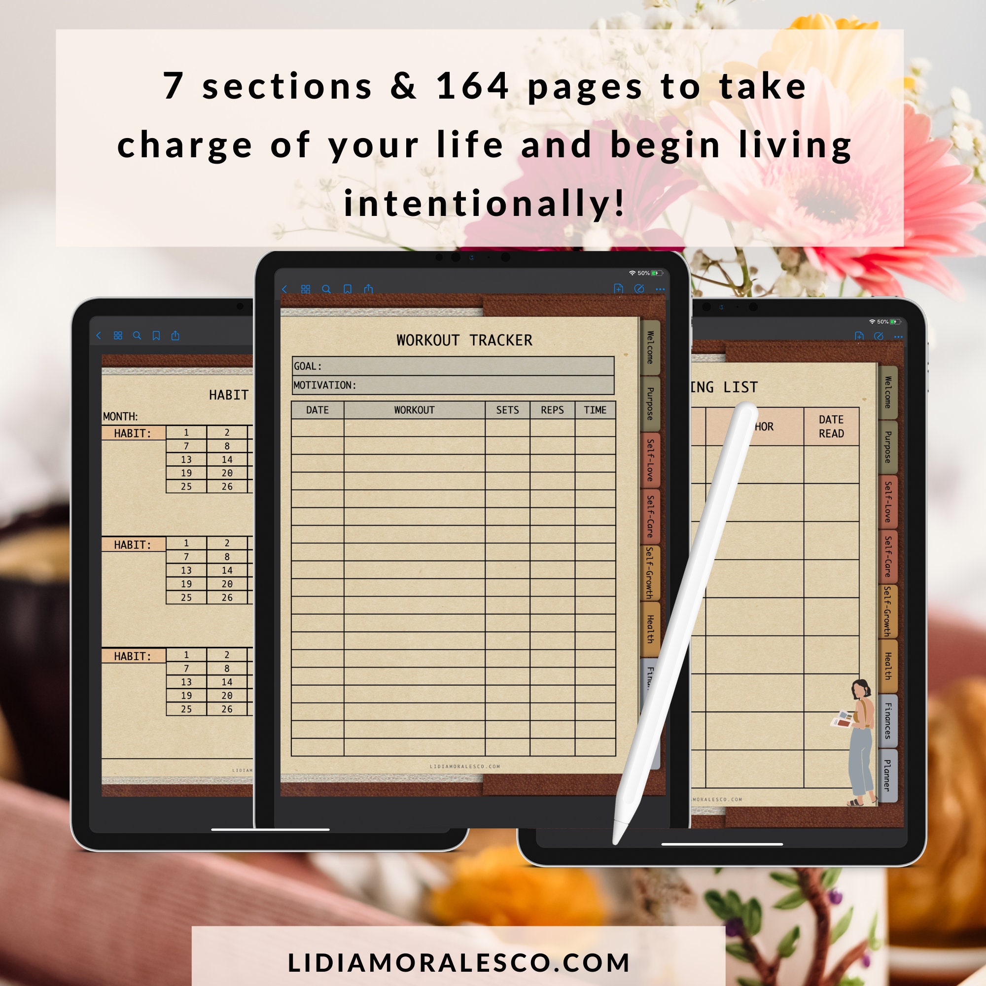 Intentional Living Digital Planner, Yearly Planner, Life Planner, Brown ...
