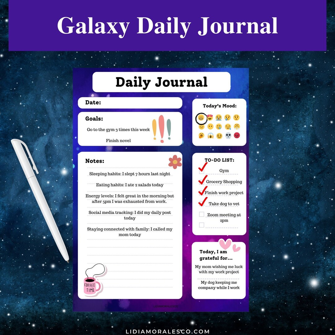 Galaxy Planner,daily Printable Journal,goodnotes,daily Goal Journal ...