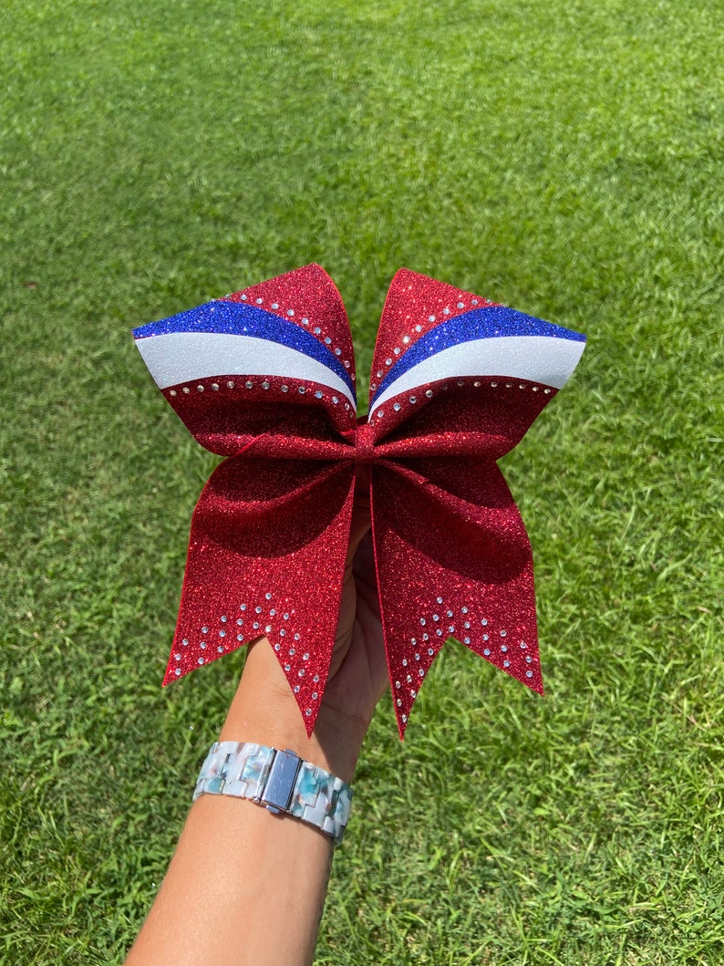 Loop Burst Glitter Cheer Bow With Rhinestones - Etsy