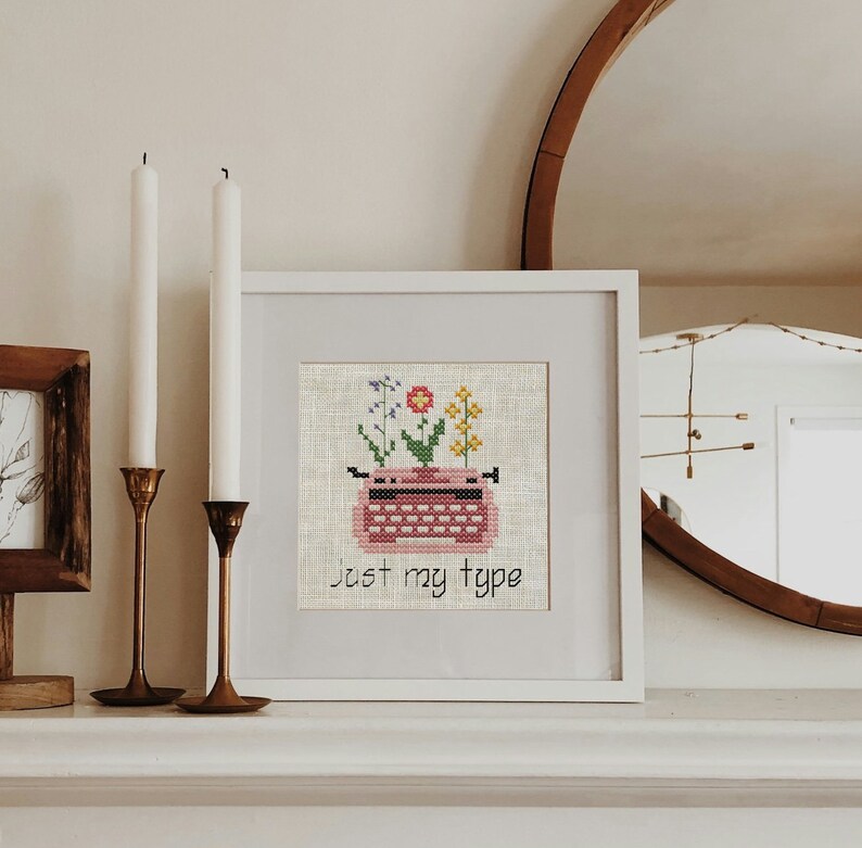 Cute Typewriter Tiny Cross Stitch Pattern, Just My Type Embroidery ...