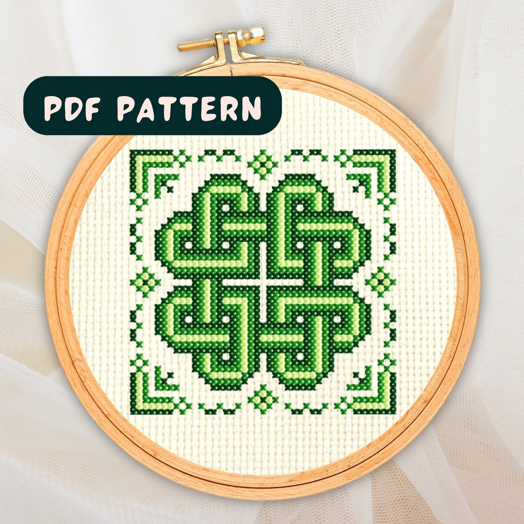 Celtic Heart Clover Knot Cross Stitch Design I Irish Gaelic Pattern ...