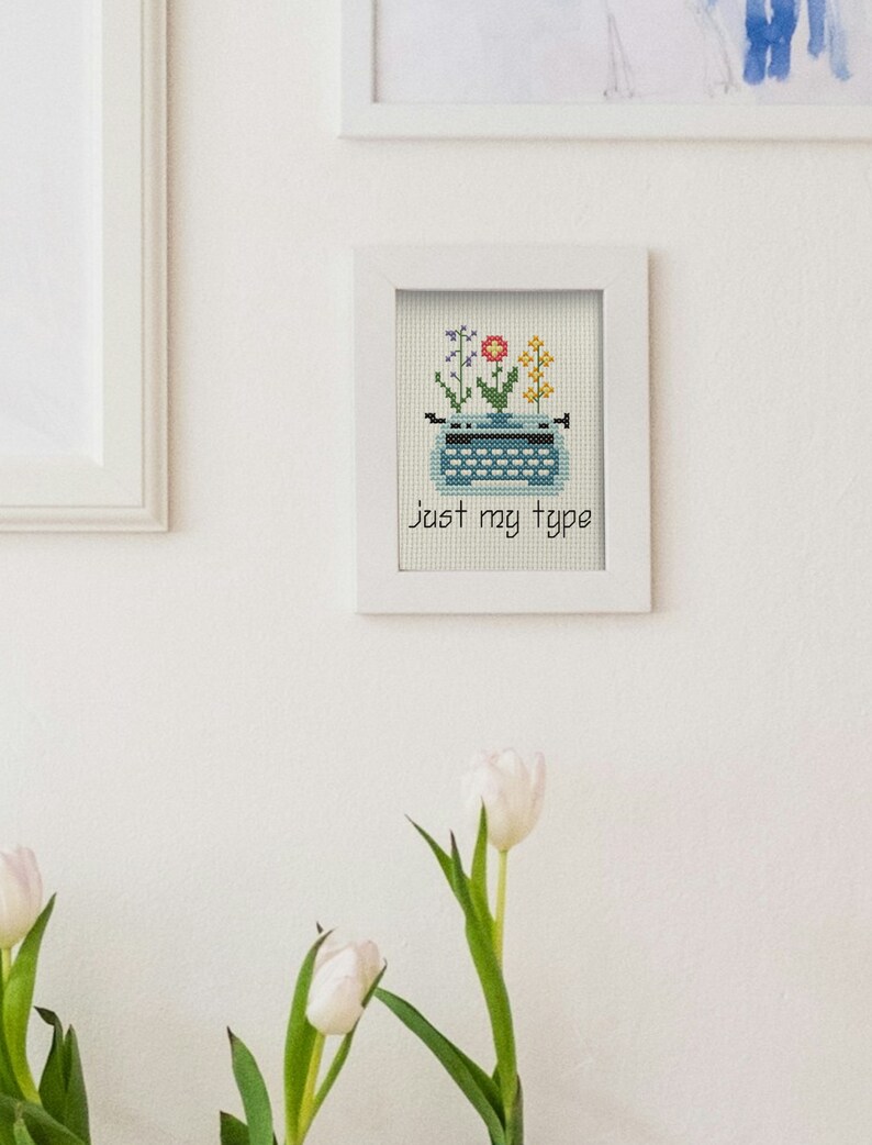 Cute Typewriter Tiny Cross Stitch Pattern, Just My Type Embroidery ...