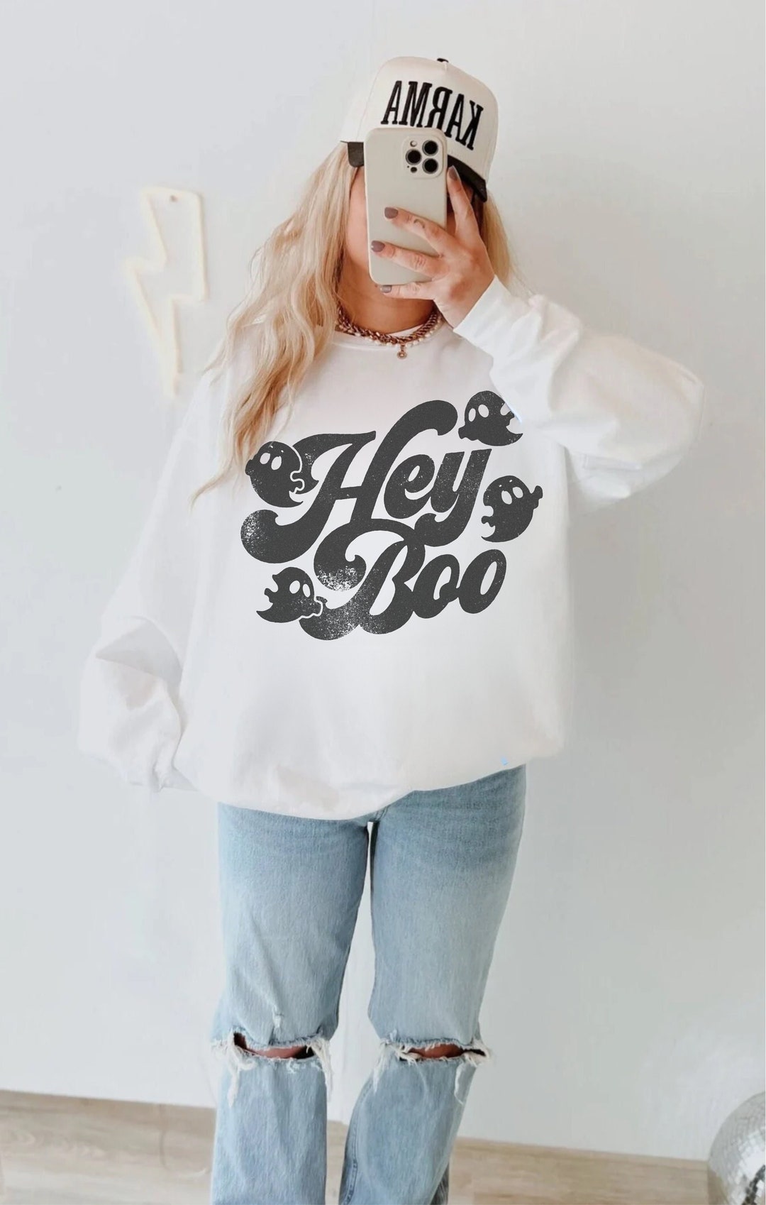 Hey Boo Crewneck Sweatshirt Halloween Sweatshirt - Etsy