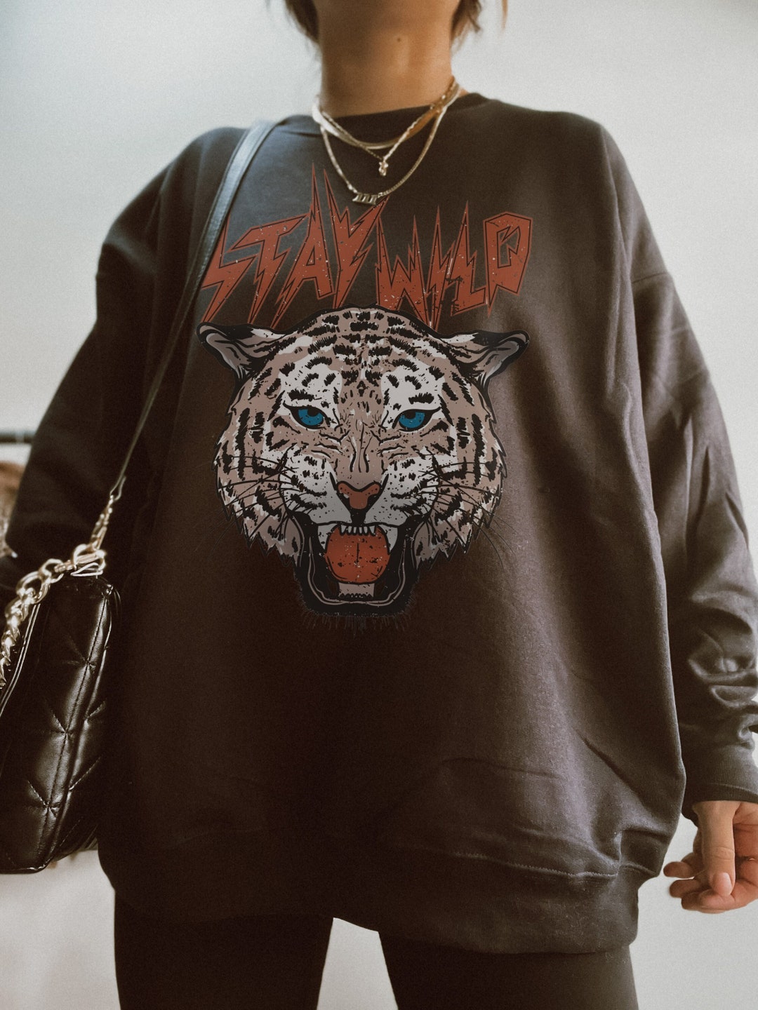 Stay Wild Cheetah Graphic Sweatshirt - Vintage Style Crewneck - Etsy