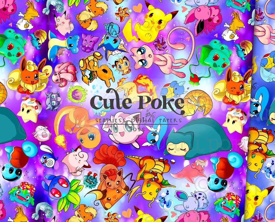 Cute Poke Seamless Digital Paper - Etsy