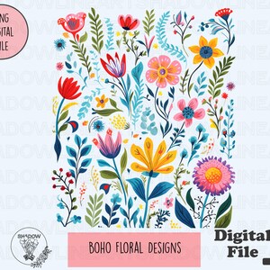 Boho Floral Svg Flower Svg Files for Cricut Boho Floral Png for ...