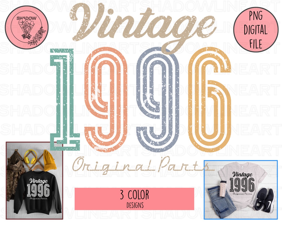 Vintage 1996 Birthday PNG , Retro Digital Download, Nostalgic Printable ...