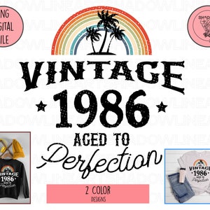 Vintage 1986 Png, Aged to Perfection Png, 36th Birthday Png, Digital ...