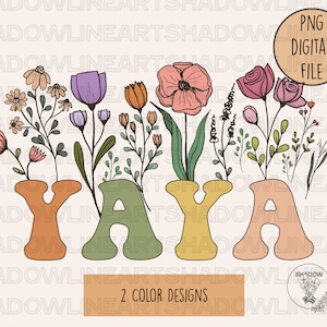 Yaya Png • Floral Yaya Png for Sublimation • Instant Download - Etsy