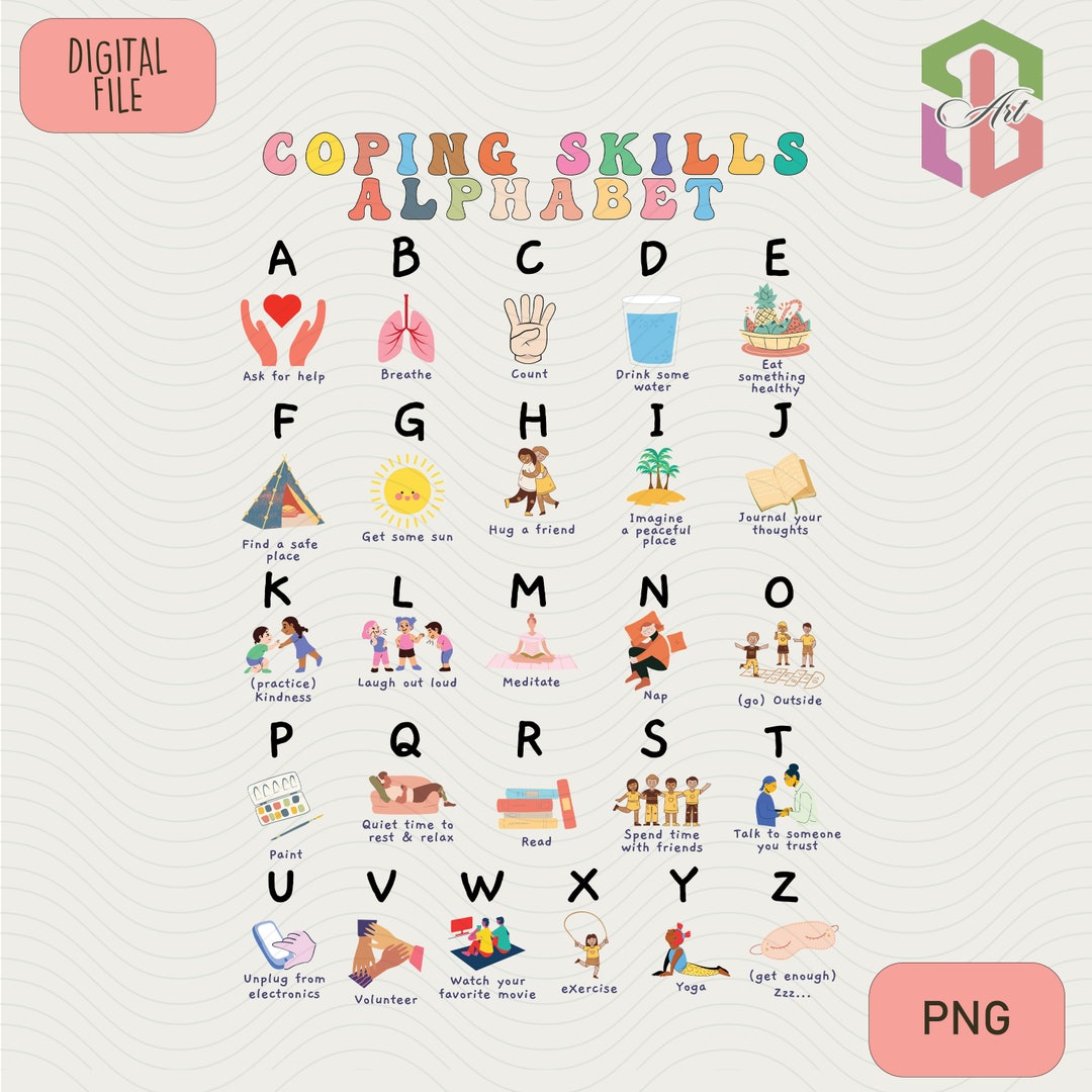 Coping Skills Alphabet PNG: Grounding Exercises for Kids (digital ...