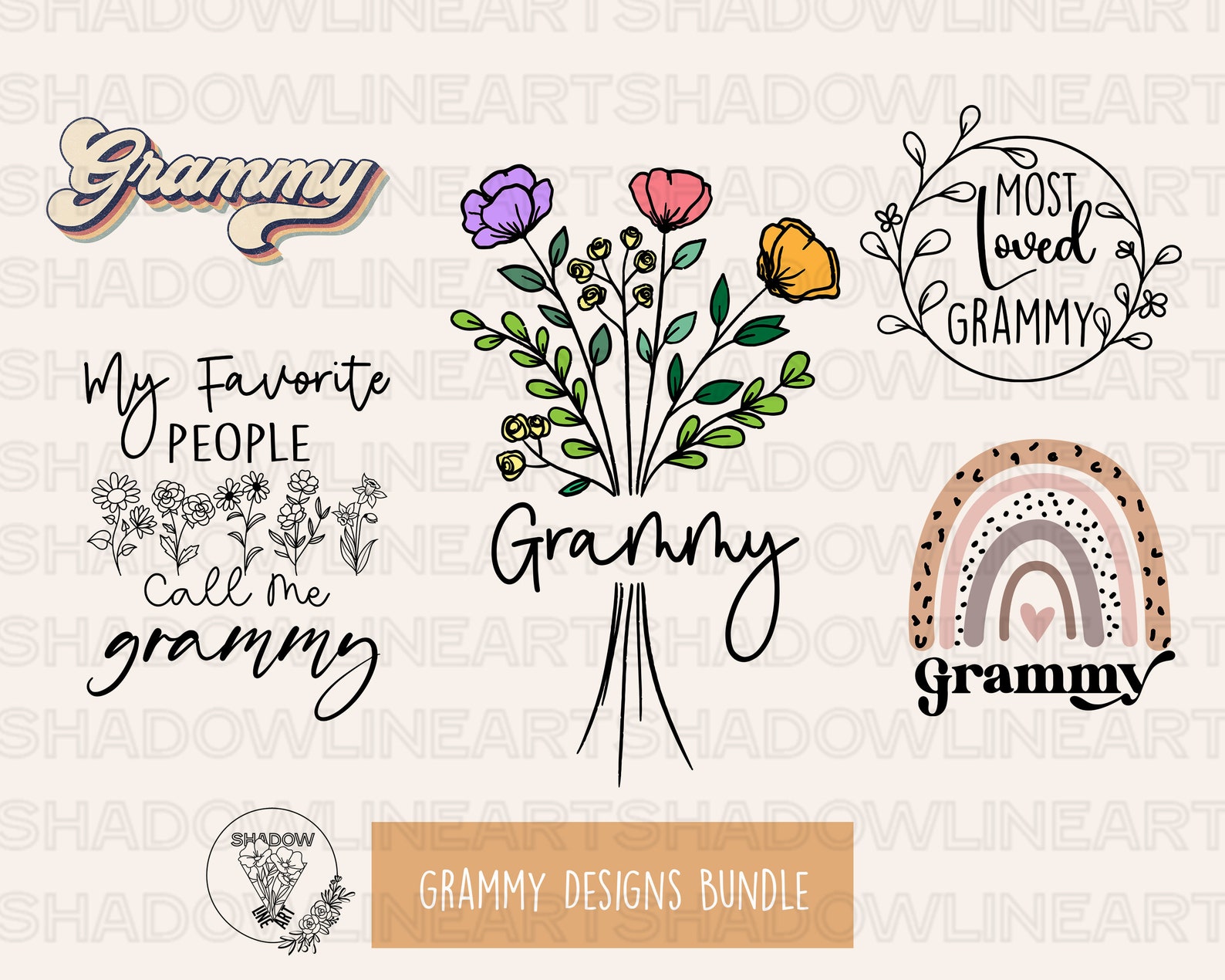 Grammy SVG PNG Bundle: Floral Designs (digital Download) - Etsy