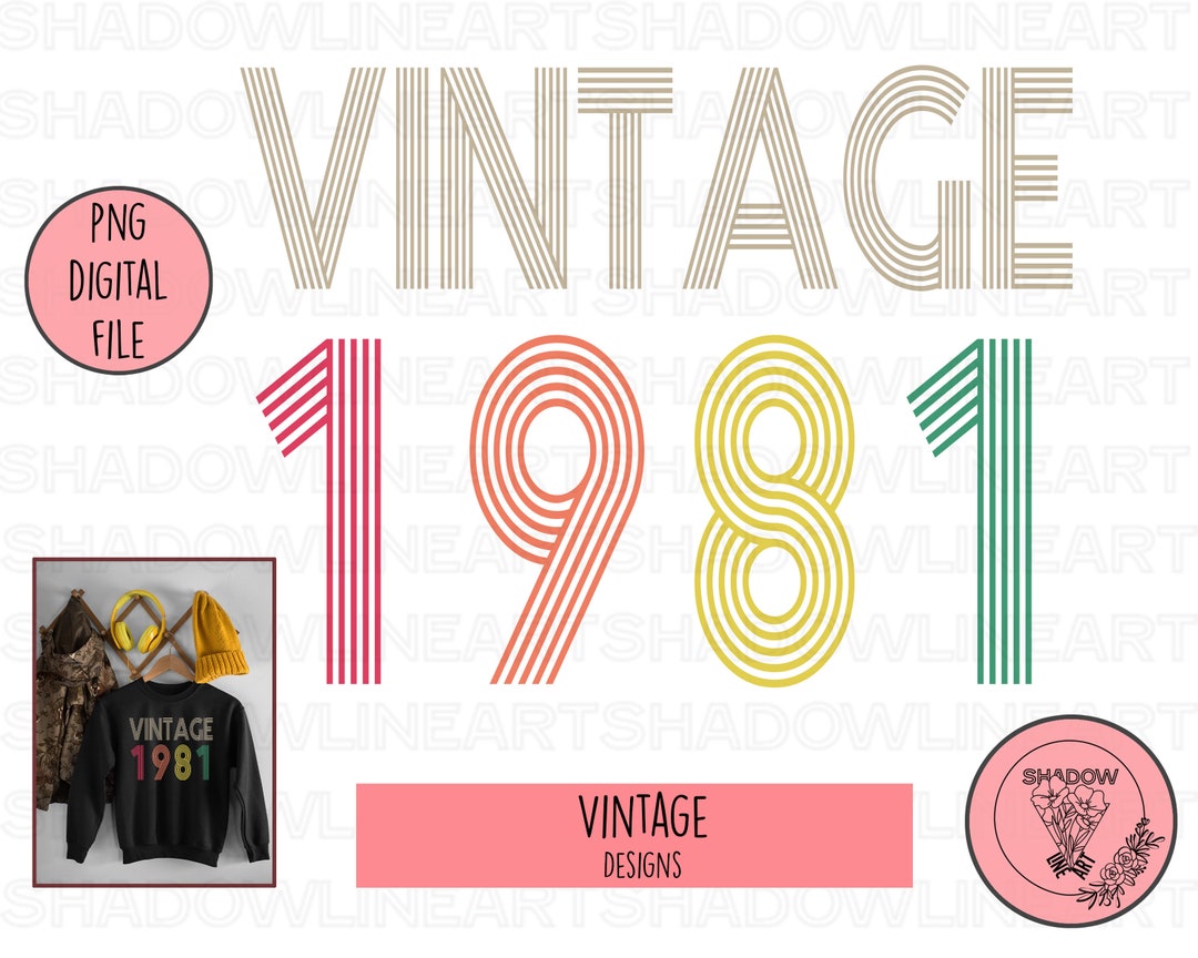 Vintage 1981 Birthday PNG, Retro 80s Theme (digital Download) - Etsy