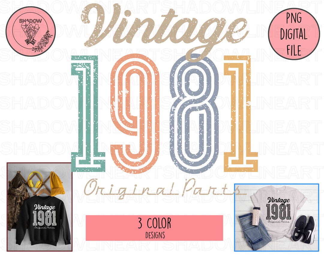 Vintage 1981 Birthday PNG, Retro Design (digital Download) - Etsy