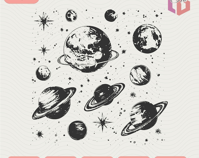 Planets Svg, Space Svg, Galaxy Svg, Svg Cutting File, Eps Png Pdf Svg ...