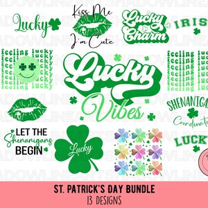 St. Patrick's Day Bundle Png, Shamrock Png, Lucky Png, Irish Svg, Lucky ...