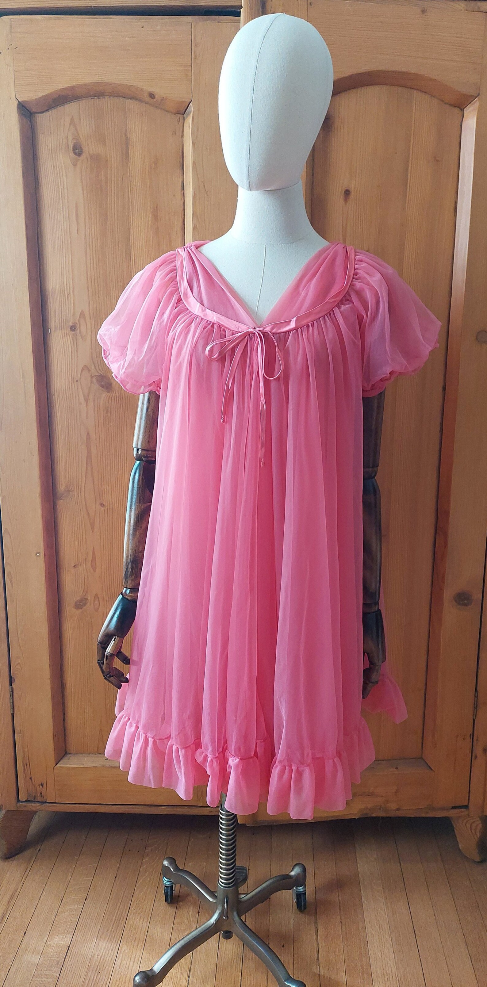 60s Jenelle of California Peignoir Nylon Set Rose Rare - Etsy