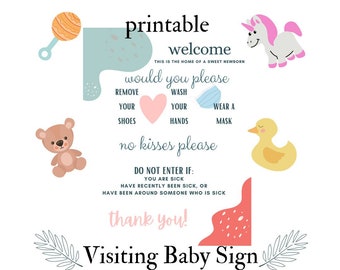 New Baby Rules for Visitors Hospital Door Sign for Newborn Rules for ...