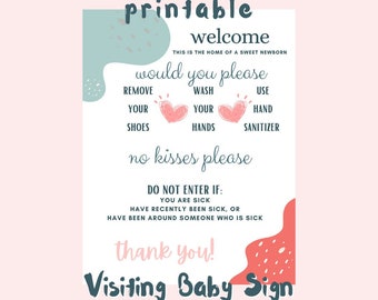 New Baby Rules for Visitors Hospital Door Sign for Newborn Rules for ...