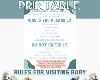 New Baby Rules for Visitors Hospital Door Sign for Newborn Rules for ...