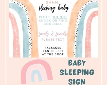 Printable Funny Baby Sleeping Sign Rainbow | Etsy