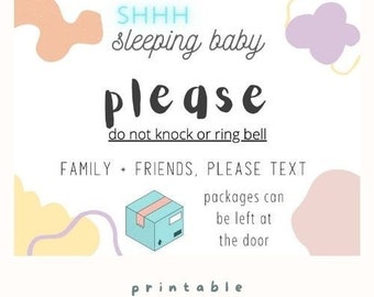 Printable Baby Sleeping Sign Rainbow | Etsy