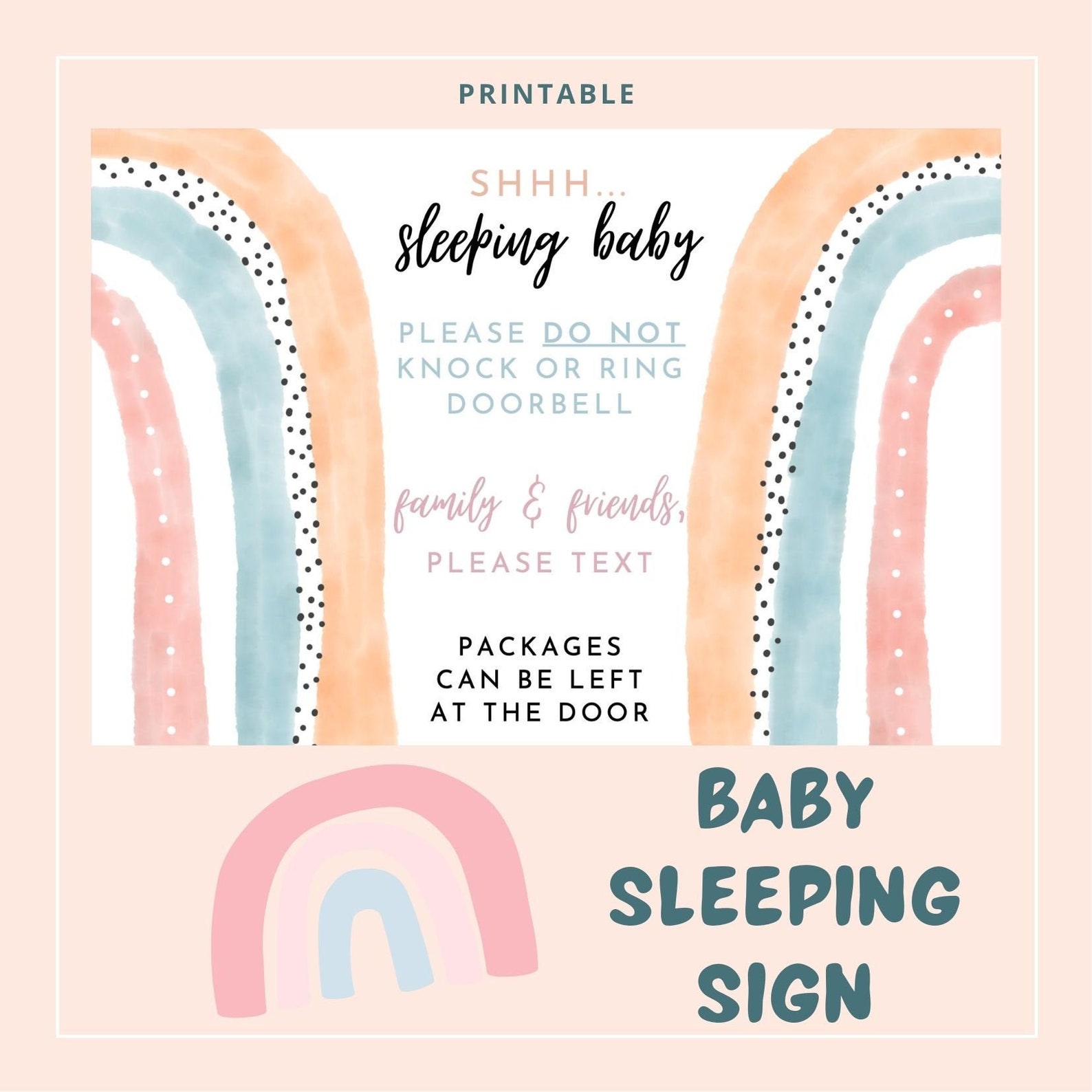 Printable Baby Sleeping Sign Rainbow - Etsy