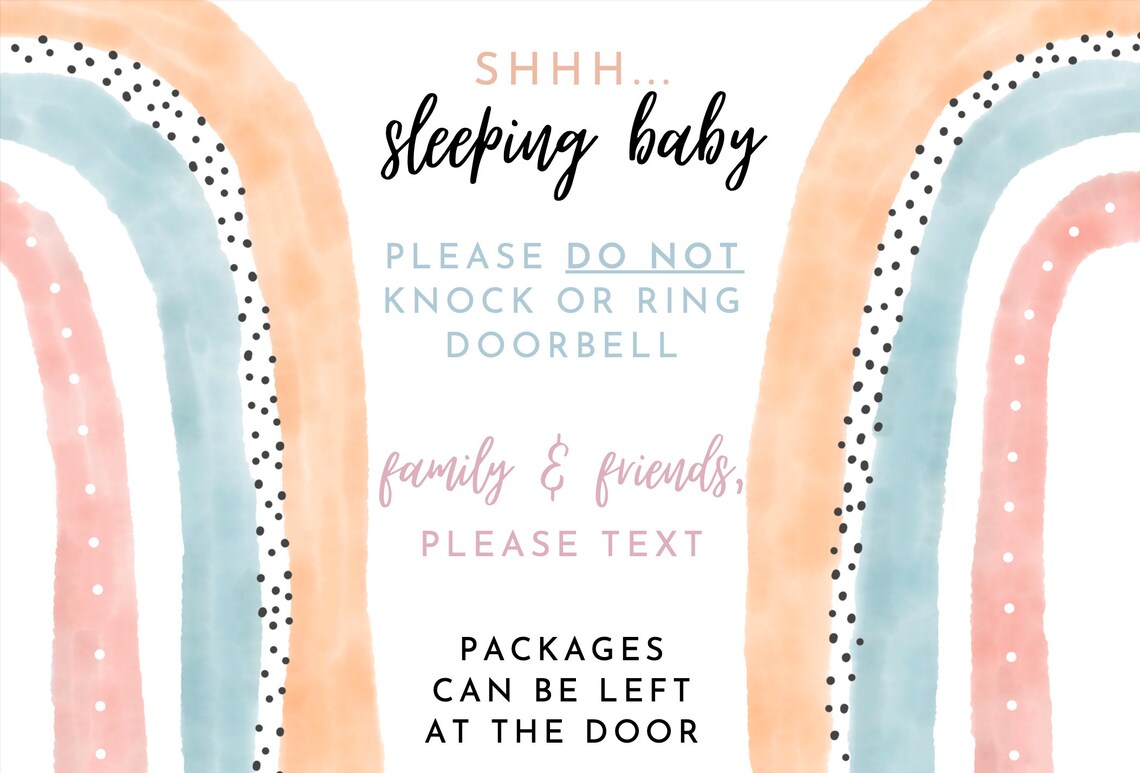 Printable Baby Sleeping Sign Rainbow - Etsy
