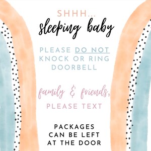 Printable Baby Sleeping Sign Rainbow - Etsy