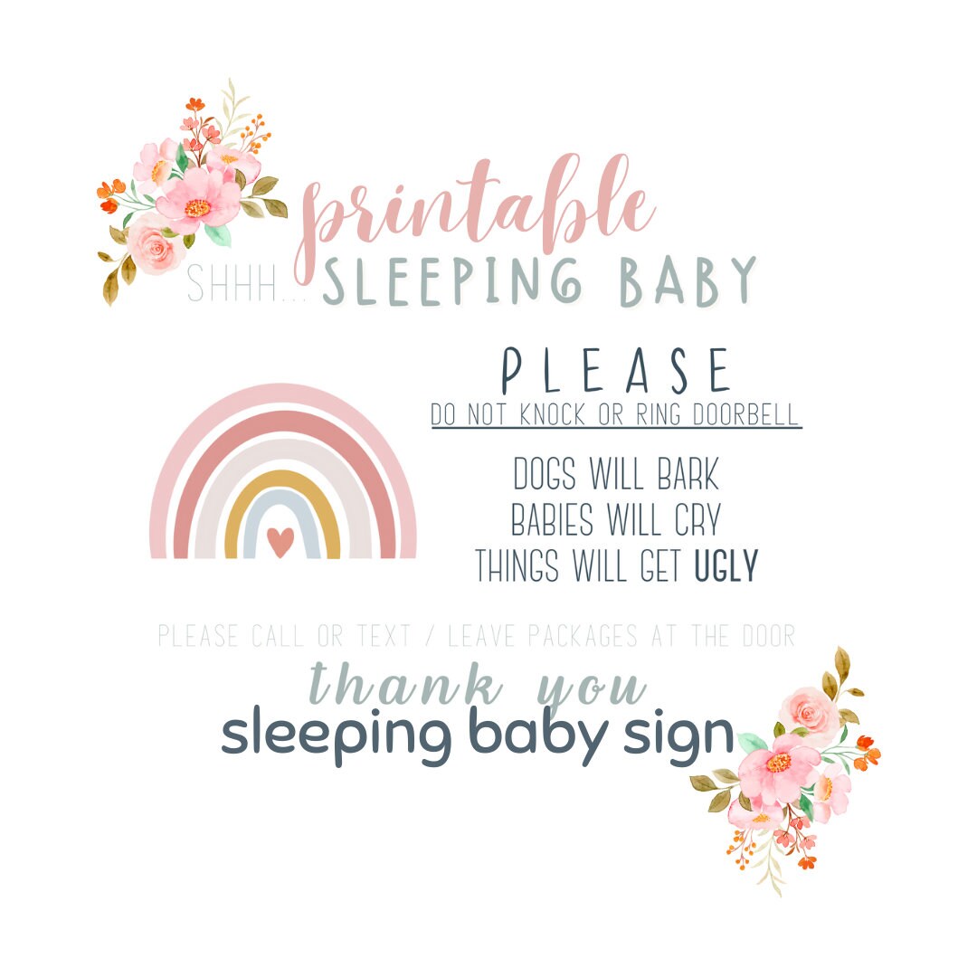 Printable Funny Baby Sleeping Sign Rainbow - Etsy