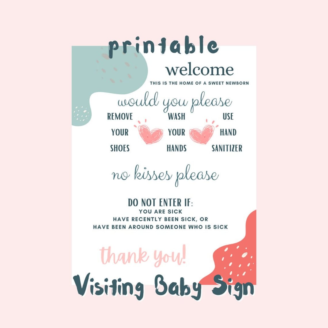 Printable Visiting Baby Rules Sign - Etsy