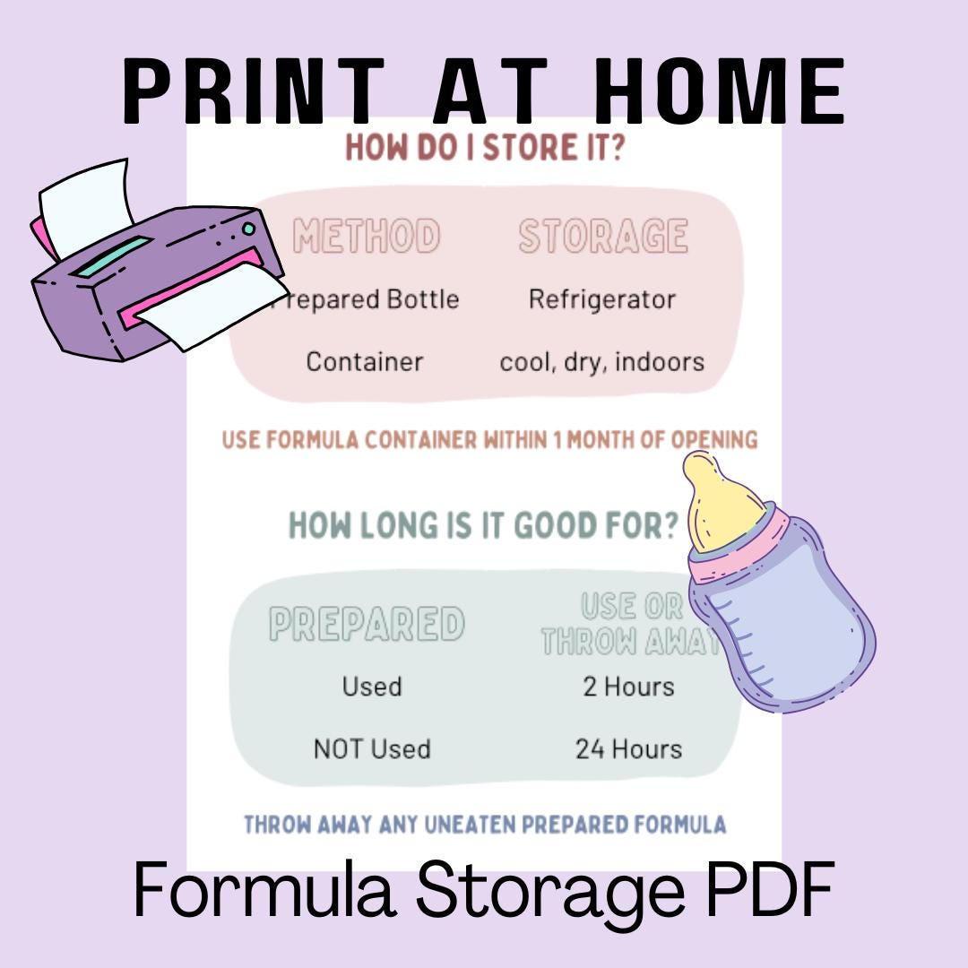 Printable Formula Storage Guidelines - Etsy