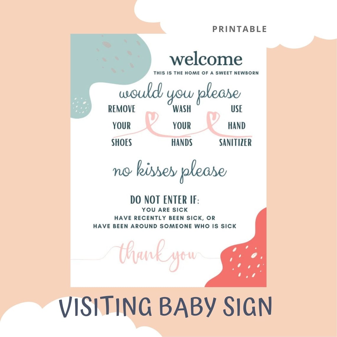 Printable Visiting Baby Rules Sign | Etsy